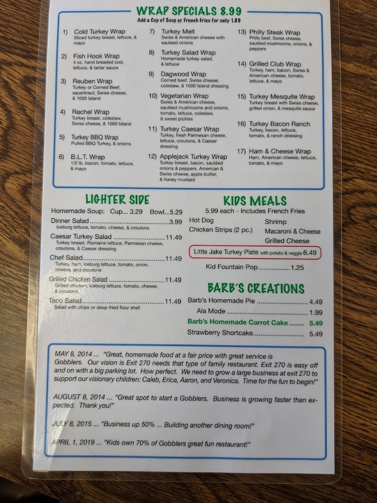 Gobblers of Waters Menu (Updated 04/2026)