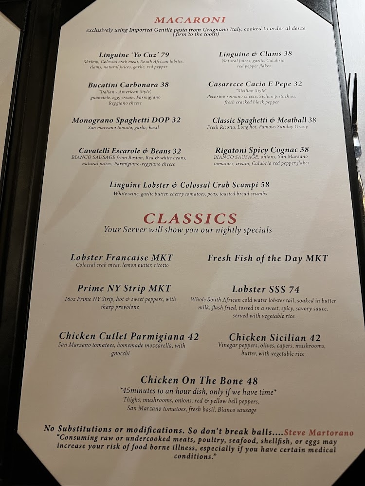 Cafe Martorano Menu (Updated 04/2026)