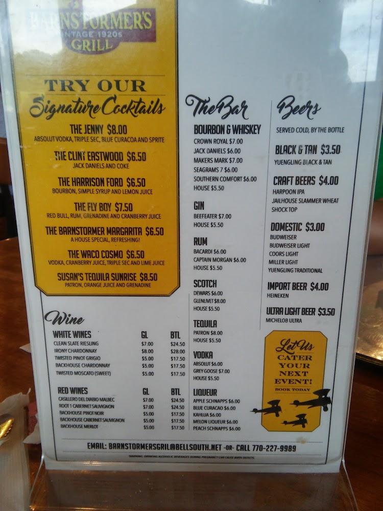 Barnstormer's Grill and Event Center Menu (Updated 05/2026)