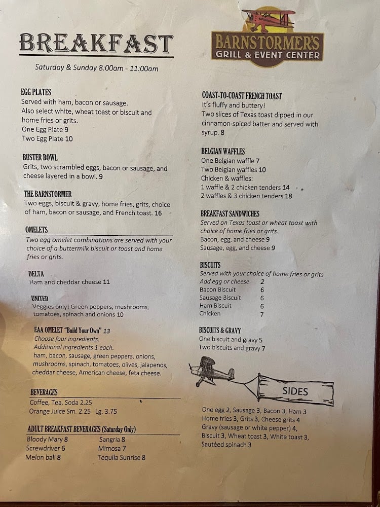 Barnstormer's Grill and Event Center Menu (Updated 05/2026)