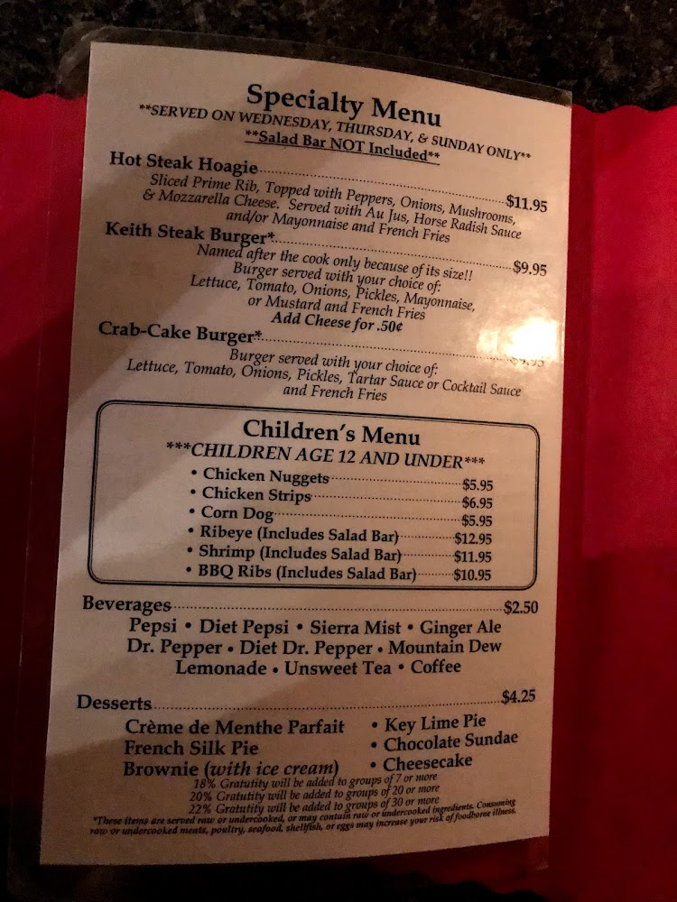 New London Steak House Menu (Updated 12/2025)