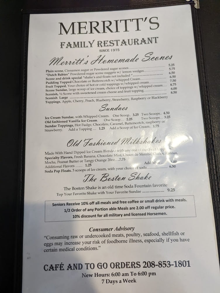 Merritt's Family Restaurant Menu (Updated 05/2026)