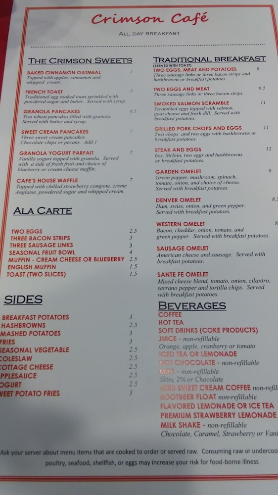 Crimson Cafe Menu (Updated 11/2025)