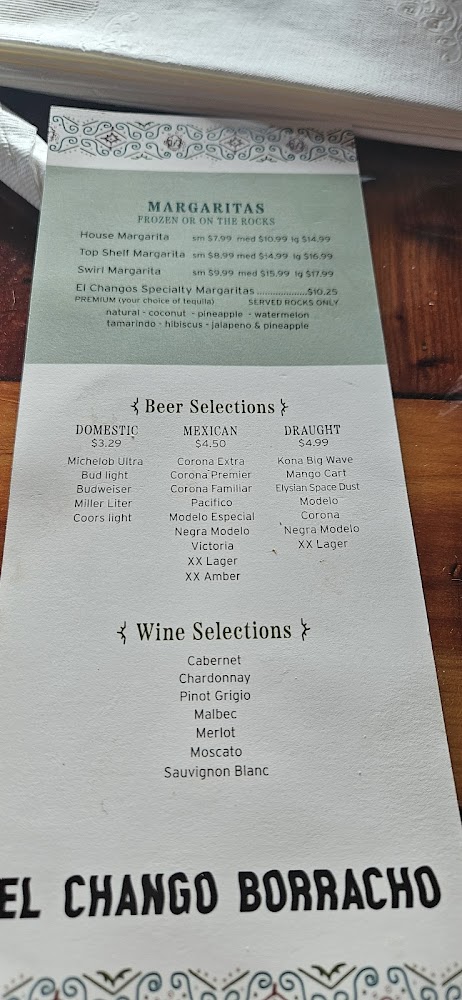 El Chango Borracho Menu (Updated 05/2026)