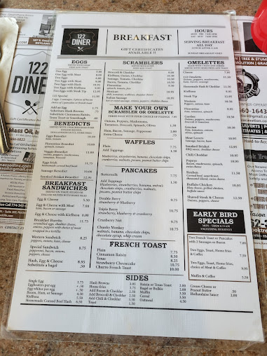 122 Diner Menu (Updated 01/2026)