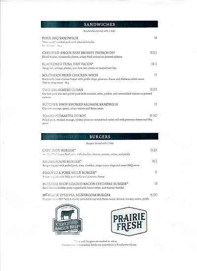 Two Drummers Smokehouse Menu (Updated 06/2026)