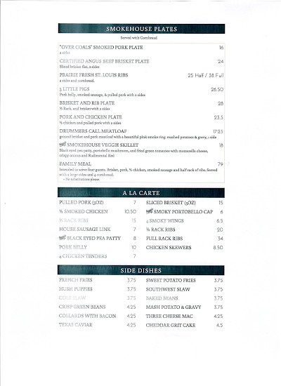 Two Drummers Smokehouse Menu (Updated 06/2026)